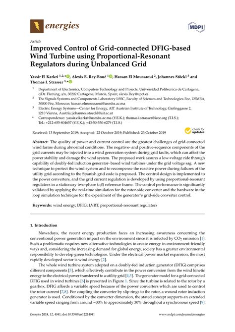Pdf Improved Control Of Grid Connected Dfig Based Wind Turbine Using Proportional Resonant