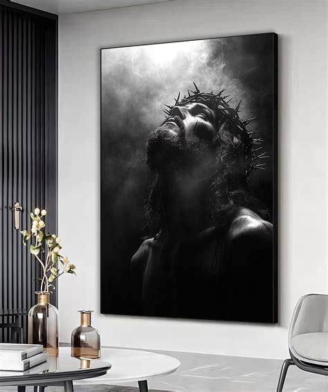 Jesus Christ Portrait Black And White Jesus Canvas Print Religious