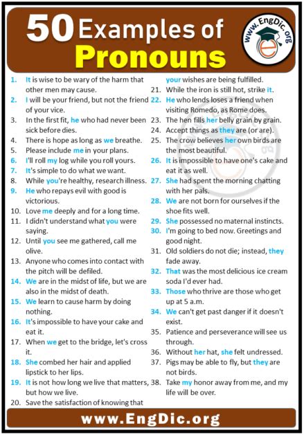 50 Examples Of Pronouns In Sentences Engdic