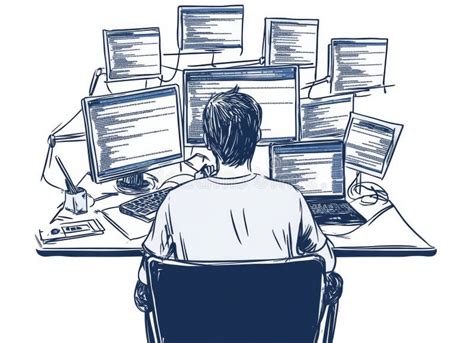 Isolated Modern Cartoon Illustrations Depicting Programming Language