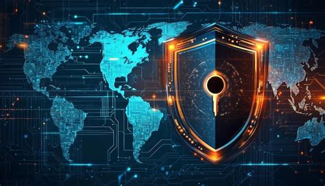 A Digital Shield Overlaying A World Map Symbolizing Cybersecurity And