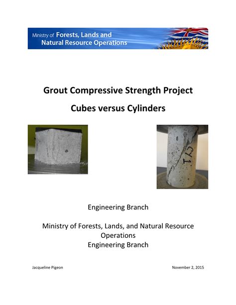 Grout Compressive Strength Project Cubes Versus Cylinders DocsLib