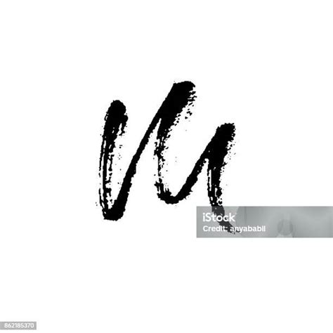 손 편지 M 드라이 브러쉬 현대 글자를 그렸습니다 벡터 일러스트입니다 0명에 대한 스톡 벡터 아트 및 기타 이미지 0명 드로잉 디자인 Istock