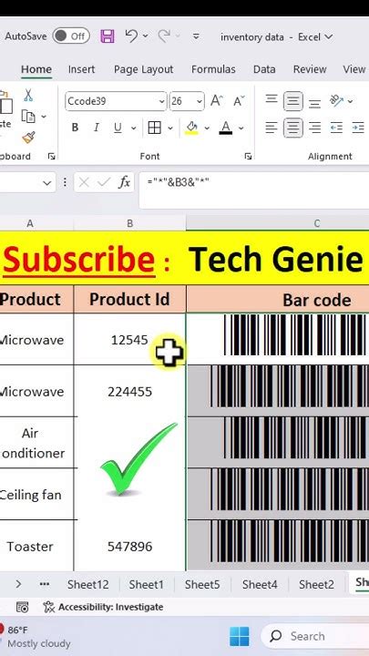 Excel For Beginners Part 26 How To Generate Bar Codes In Excel Exceltips Exceltricks Ai