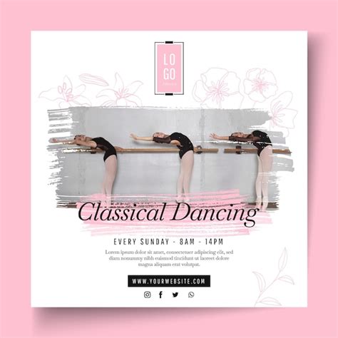 Free Vector Classical Dancing Squared Flyer Template