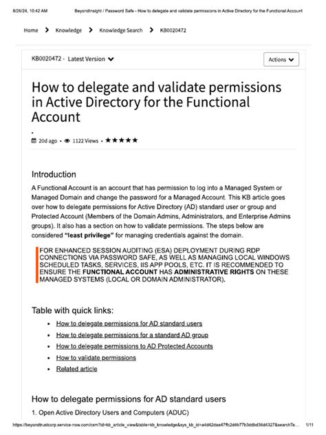 Active Directory Functonal Account Least Permission Delegation Pdf