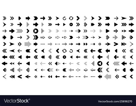 Set Black Arrows Arrow Icon Royalty Free Vector Image