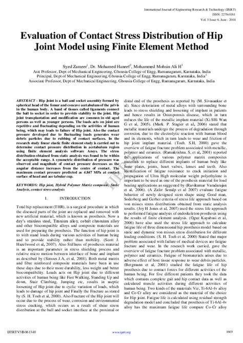 Pdf Fatigue Life Estimation Of Artificial Hip Joint Model Using Finite Element Method