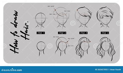 How To Draw Cartoon Hair Style Stock Vector Illustration Of Line