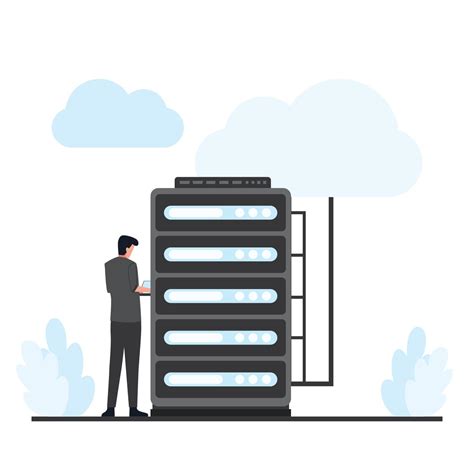 Man Fixing The Cloud Hosting In Server 2047196 Vector Art At Vecteezy