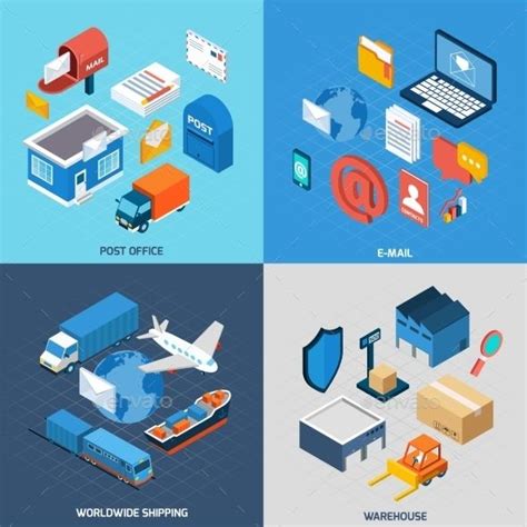 Mail Isometric Set Isometric Concept Design Graphic Design Layouts