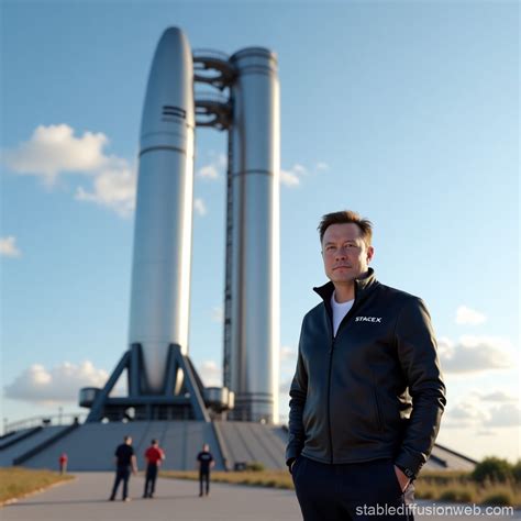 Elon Musk At Spacex Launch Pad Stable Diffusion Online
