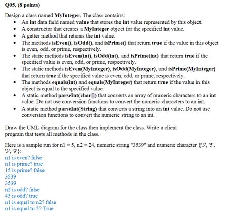 Solved Design A Class Named Myinteger The Class Contains