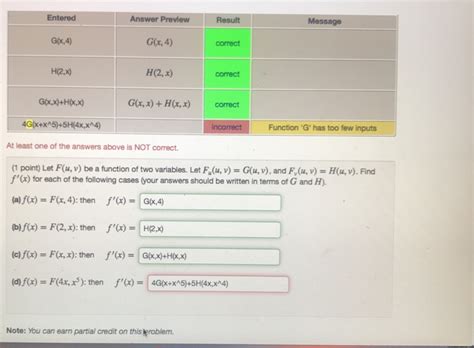 solved entered answer preview result message g x 4 g x 4