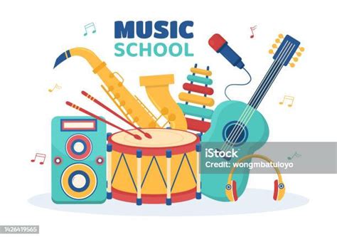 음악 학교 템플릿 손으로 그린 만화 플랫 일러스트 레이 션 다양한 악기 연주 학습 교육 음악가 및 가수 0명에 대한 스톡 벡터 아트 및 기타 이미지 Istock