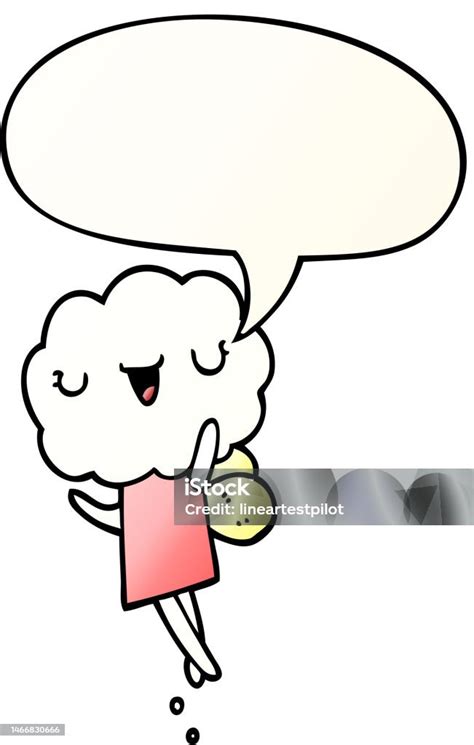 부드러운 그라데이션 스타일의 연설 거품이 있는 귀여운 만화 구름 머리 생물 구름에 대한 스톡 벡터 아트 및 기타 이미지 구름 귀여운 그늘 Istock