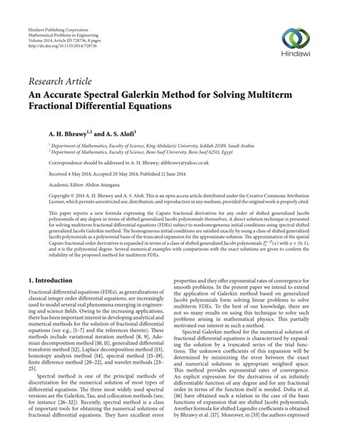 Pdf An Accurate Spectral Galerkin Method For Multi Term Fractional Differential Equations