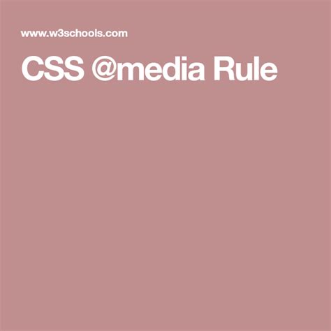 Css Media Rule Css Tutorial Css Syntax
