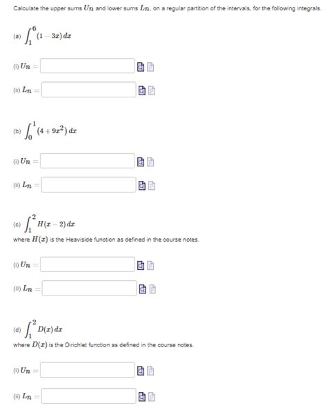 Solved Calculate The Upper Sums Un And Lower Sums Ln On A
