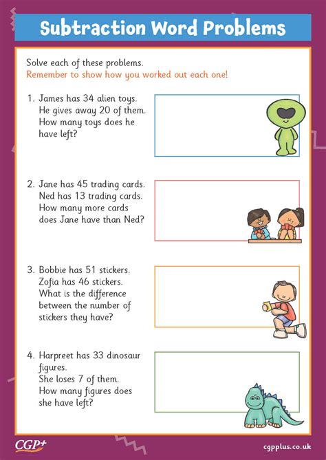Subtraction Word Problems Year 2 Cgp Plus Worksheets Library