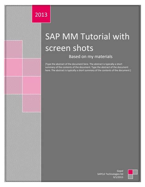 Sap Mm Tutorial With Screen Shots Docx