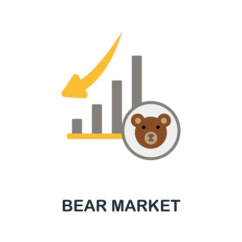 베어 마켓 플랫 아이콘 주식 시장 컬렉션에서 컬러 기호 웹 디자인 인포 그래픽 등을 위한 크리에이 티브 베어 마켓 아이콘 그림