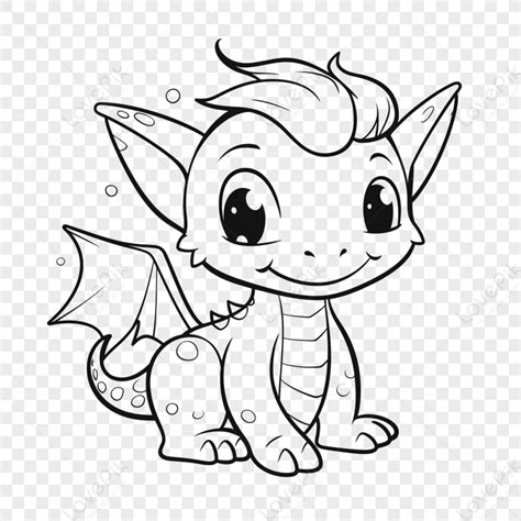귀여운 아기 드래곤 색칠 페이지 개요 스케치 드로잉 벡터선 그리기개요 예술 Png 일러스트 무료 다운로드 Lovepik