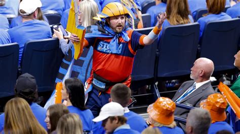 An Oklahoma City Thunder Fan Fires Up The Crowd During The Third