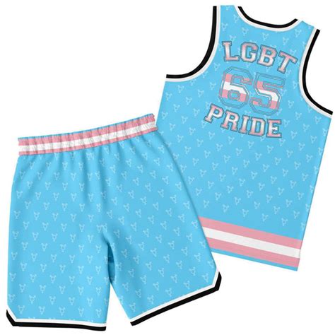 65 Mcmlxv Lgbt Transgender Pride Flag Print Basketball Jersey And Shor