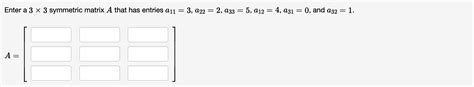 Solved Enter A 3×3 Symmetric Matrix A That Has Entries