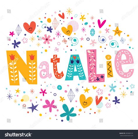 Natalie Girls Name Decorative Lettering Type Stock Vector Royalty Free