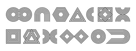 라인 아치 패턴 Bauhaus 복고풍 모양 개요 보호 요소 추상적 인 현대 기하학적 아이콘 미니멀리스트 곡선 그림 편집 가능한 스트로크 심플한 빈티지 스트라이프 드로우