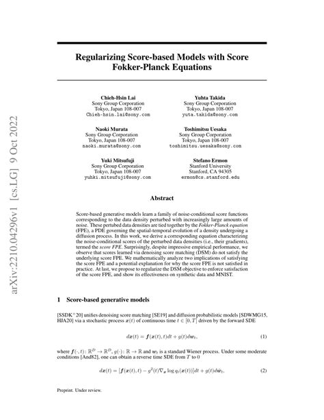 pdf regularizing score based models with score fokker planck equations