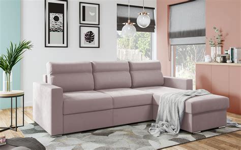 Разтегателен ъглов диван Валеон, Валеон, розов | Мебели Виденов