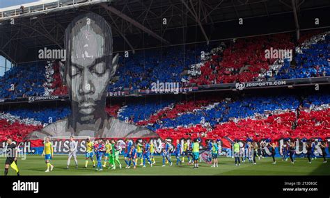 Crystal Palace Fans Tifo Fan Display In The Holmesdale Stand At