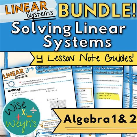 Solving Systems Of Linear Equations And Inequalities Note Guide Bundle