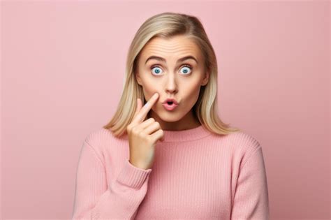 a woman with a surprised expression on her face can be used to depict