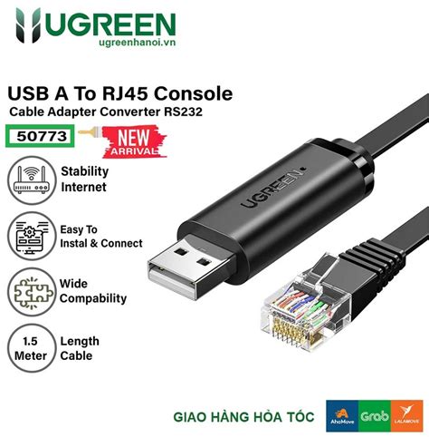 Cáp Lập Trình Console Ugreen 50773 Usb Sang Rj45 1 5m Hỗ Trợ Giao Diện Nối Tiếp Rs232