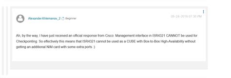 Isr 4321 Cube Box To Box Redundancy With 2 Interface Cisco Community