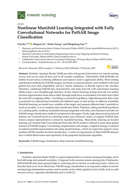 Pdf Nonlinear Manifold Learning Integrated With Fully Convolutional Networks For Polsar Image