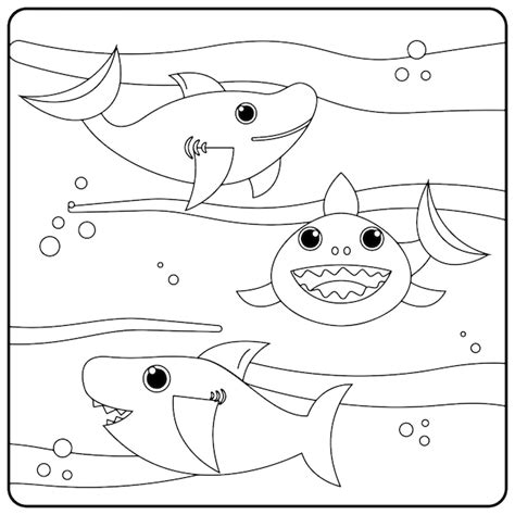 아이 들을 위한 상어 색칠 페이지 프리미엄 벡터 프리미엄 벡터