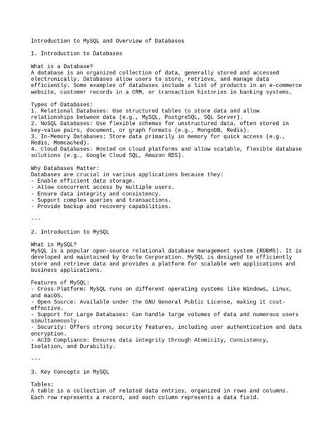 Mysql Introduction Standardized Pdf Databases Art