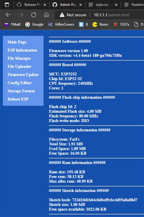 admin page · issue 56 · stooged esp32 server 900u · github