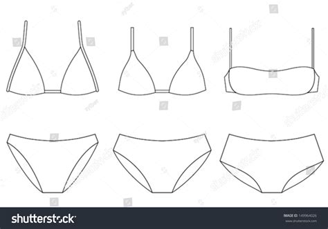 Womans Lingerie Set Technical Vector Drawing Stock Vector Royalty Free