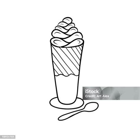 손으로 그린 라떼 커피 한 잔에 휘핑 크림이 흰색으로 분리되어 있습니다 스케치 벡터 그림입니다 개념에 대한 스톡 벡터 아트 및 기타 이미지 Istock