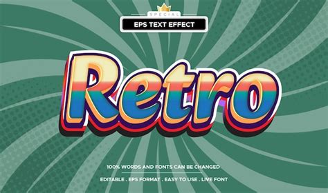Premium Vector Retro Text Effect Editable