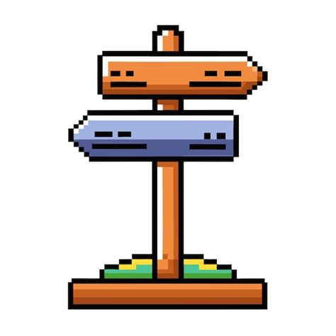Pixel Art Directional Signpost Retro Style Pointer Indicating Multiple Directions Premium Ai