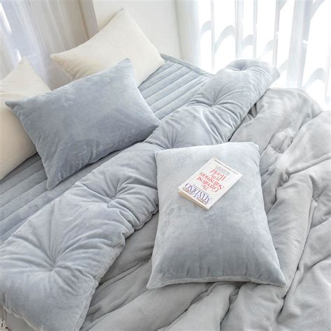 스노우 프리미엄 10mm 라셀 극세사 차렵이불세트블루 그레이 1665623963 그래이불