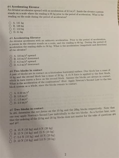 Solved 4 Accelerating Elevator An Elevator Accelerates