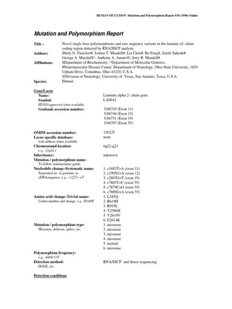 [human Mutation Vol 13 Iss 2] Shirly G Panicker Joshua T Mendell Lei Chen Bo Feng Zarife